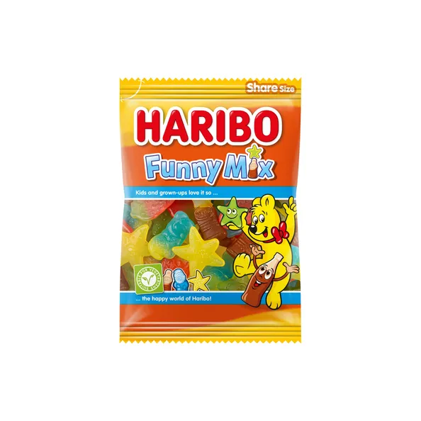 Haribo Funny Mix Zak (12x 250gr) - Groothandel Compliment.nl